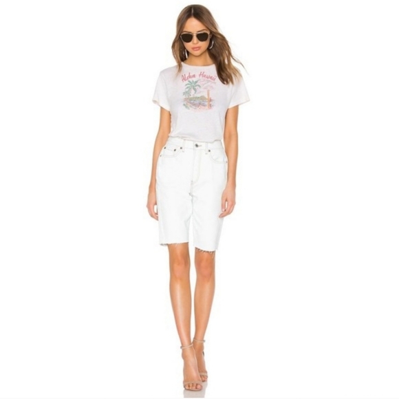 Re/Done | Shorts | Redone The 8s Long Short Raw Hem Bleach White Denim ...